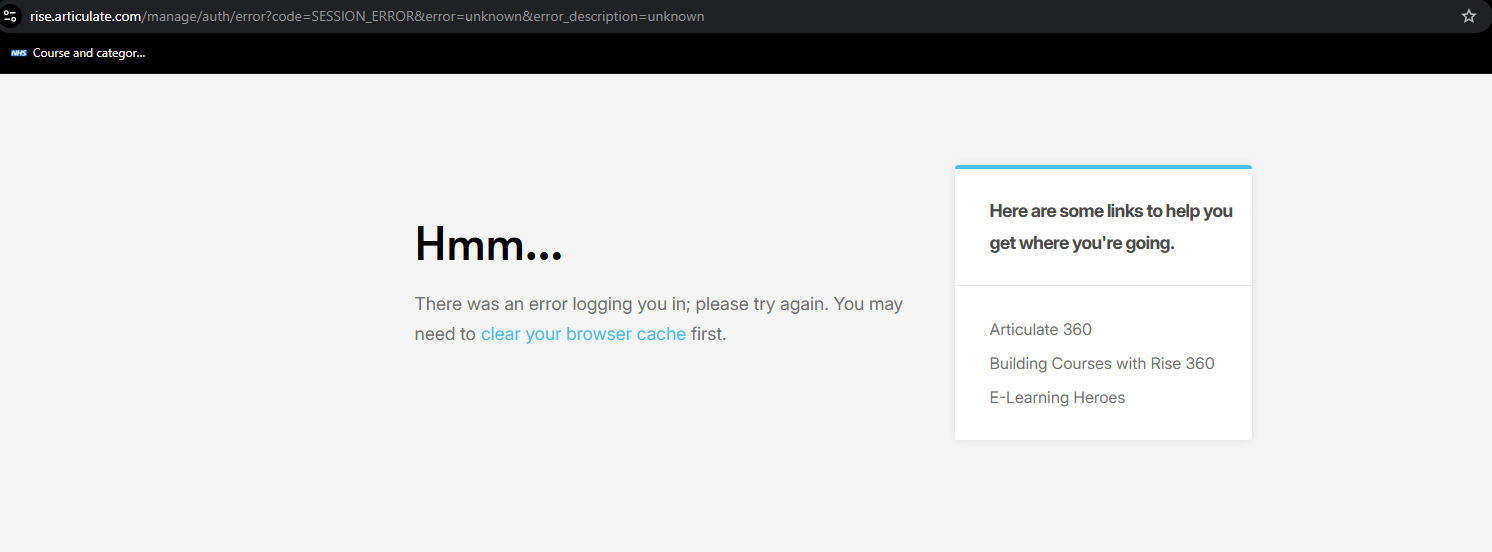 Rise login issues | Articulate - Community