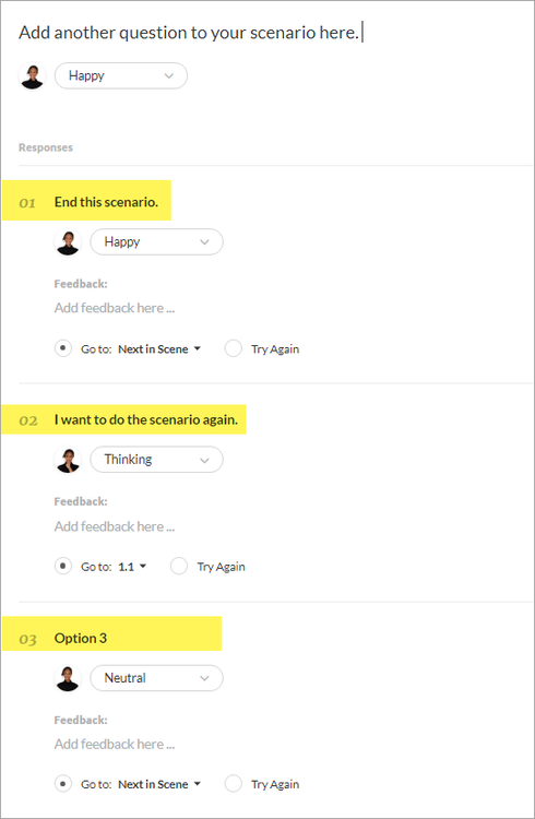 Rise Scenarios : Number of responses limited to 3? | Articulate - Community