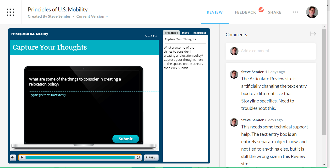 Storyline 360: Text Entry box different size in Review from Preview | E ...