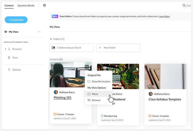 New in Rise 360: Team Folders (Beta) | E-Learning Heroes