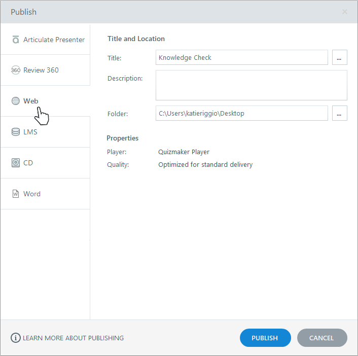 Quizmaker 360 Publishing A Standalone Quiz For Web Distribution