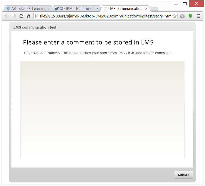 Scorm 1.2 LMS communication and feedback using javascript and lmsAPI | Articulate - Community