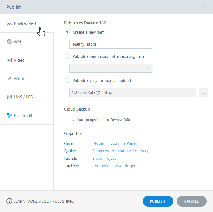 Storyline 360: Publishing a Course to Review 360 | Articulate - Community