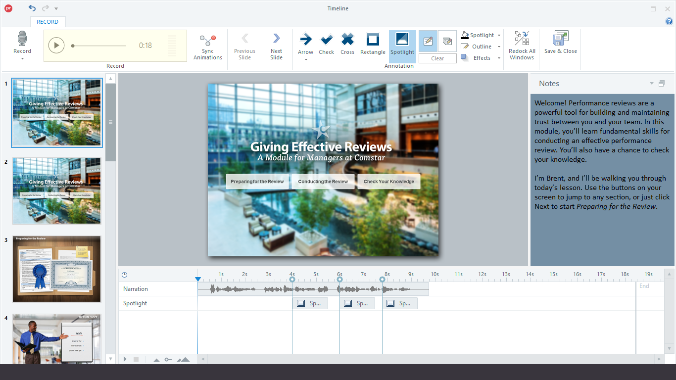 Presenter 360: Using the Consolidated Narration Window to Manage Audio, Animations, and ...
