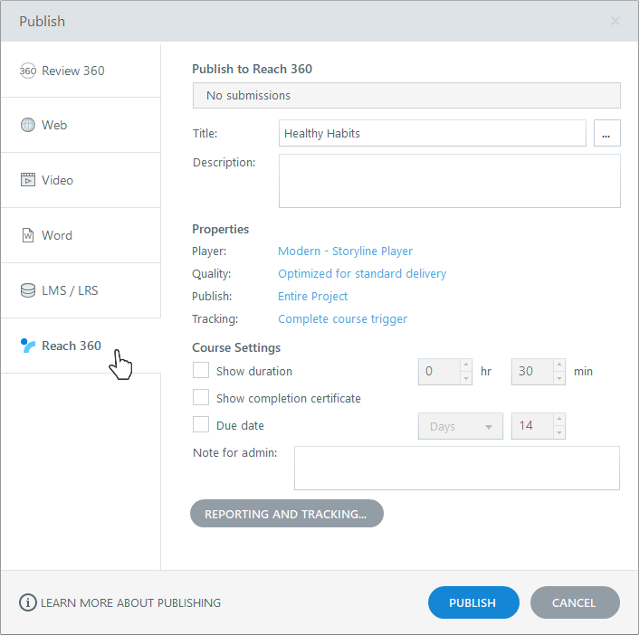 Storyline 360 Publishing A Course To Reach 360 Articulate Community