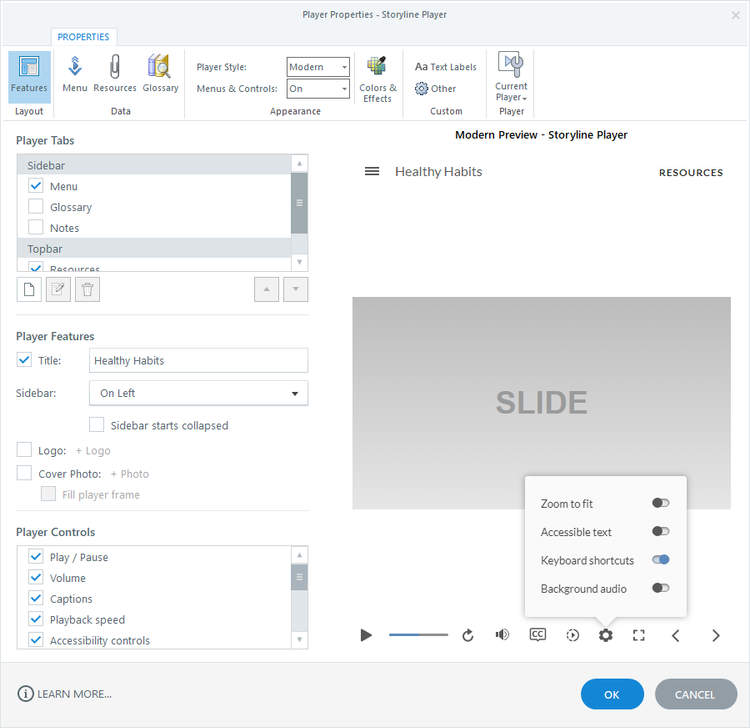 Storyline 360: Choosing Player Features | Articulate - Community