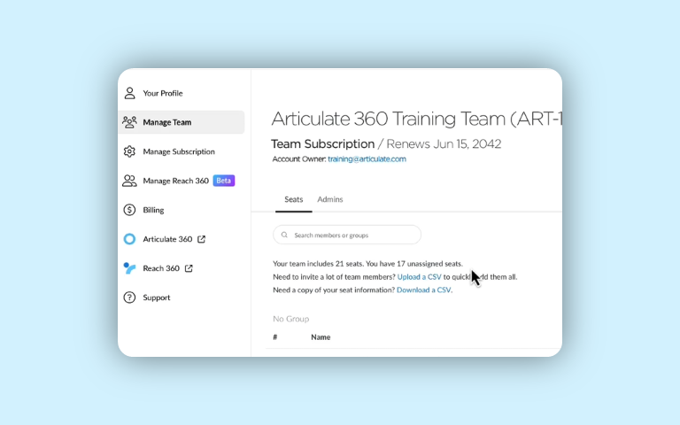 Manage Articulate 360 Teams Account | Articulate - Community