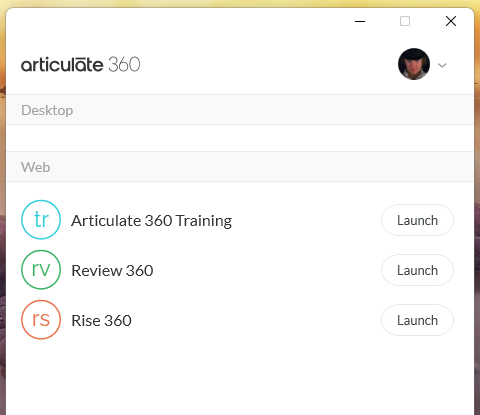 Launch Menu missing "Desktop" functions | Articulate - Community