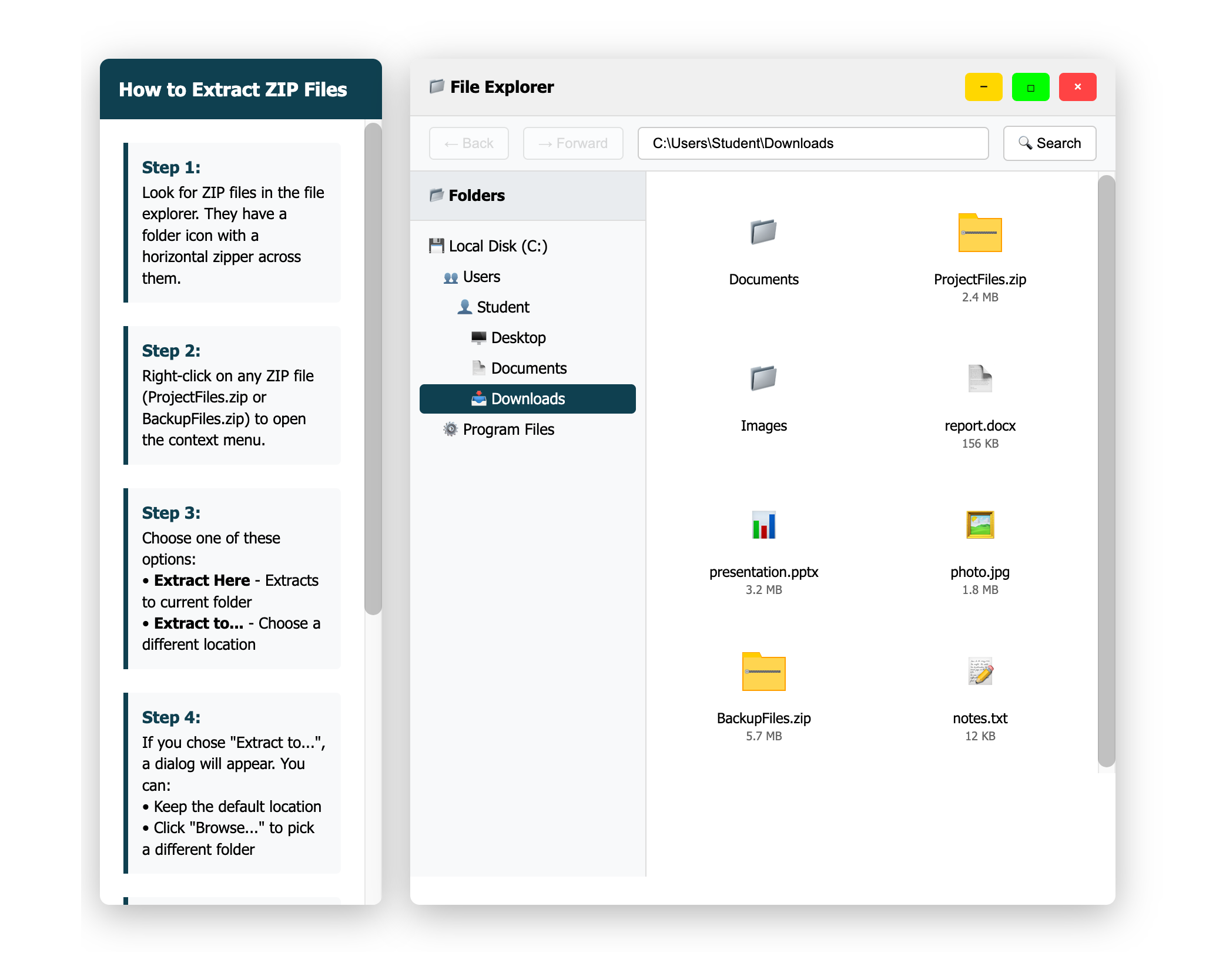 Interactive Practice: Extracting ZIP Files | E-Learning Heroes